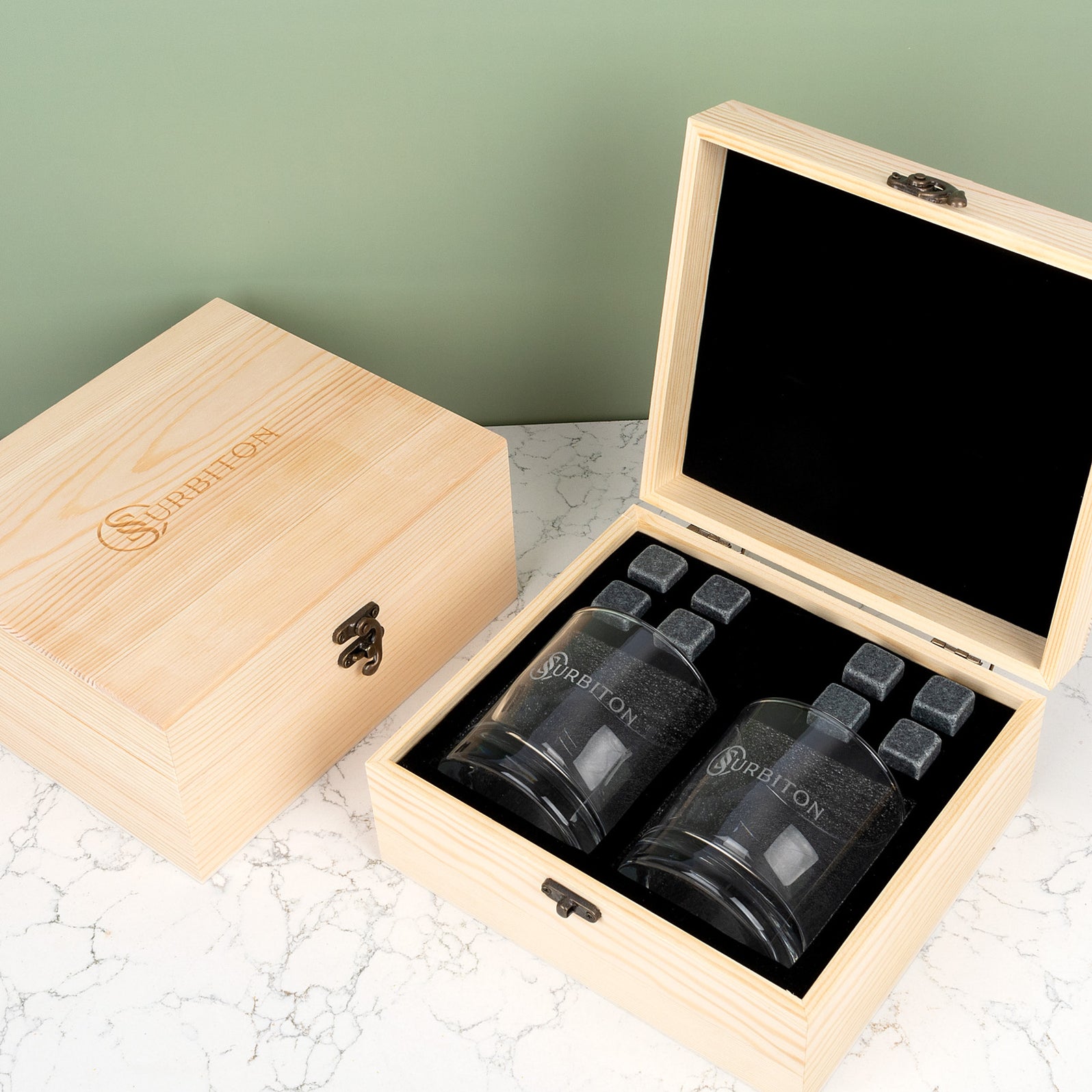 Personalised Whiskey Glass Wooden Gift Box Set | Corporate Gift ...