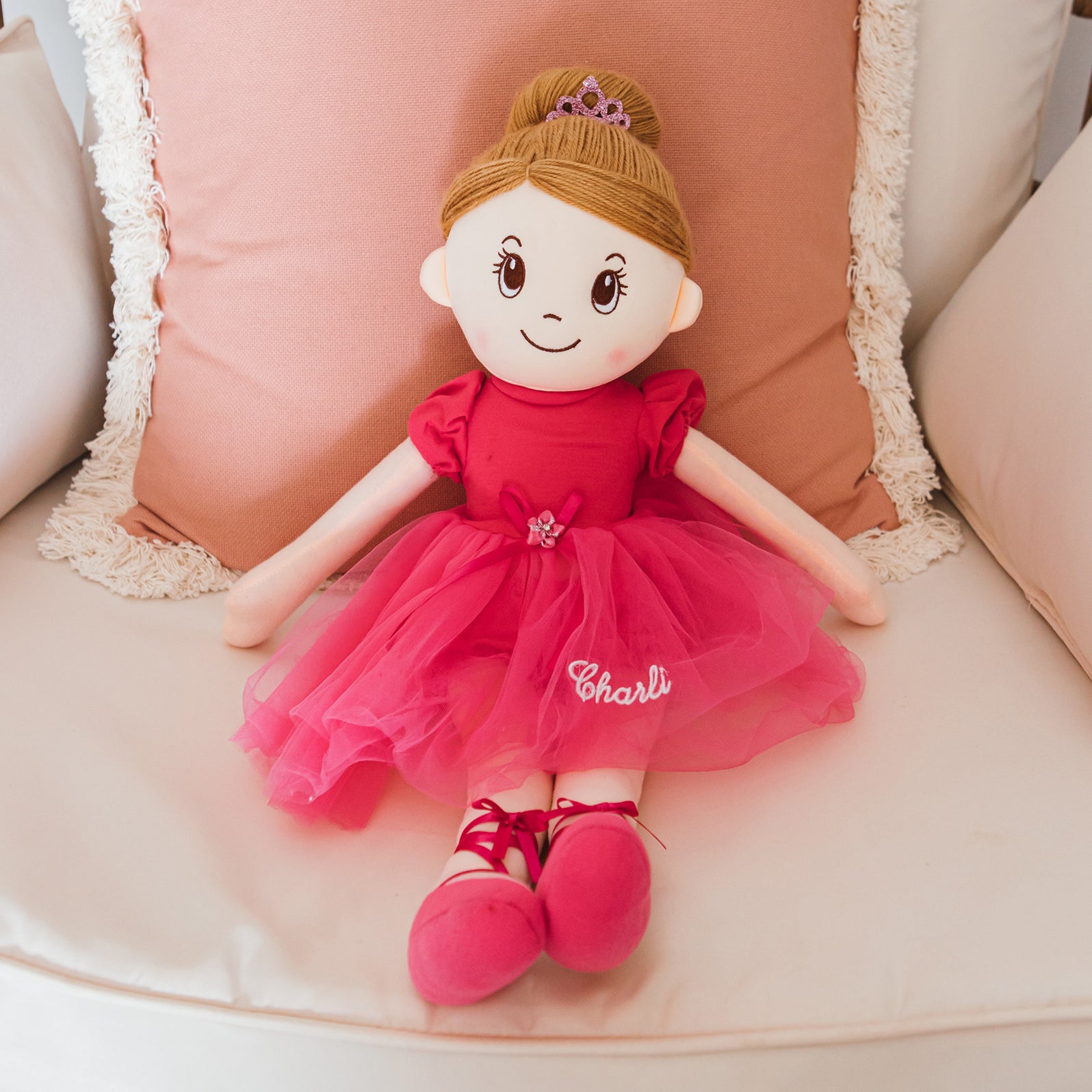 Embroidered Pink Plush Dancer Doll | Unique Gift for Kids