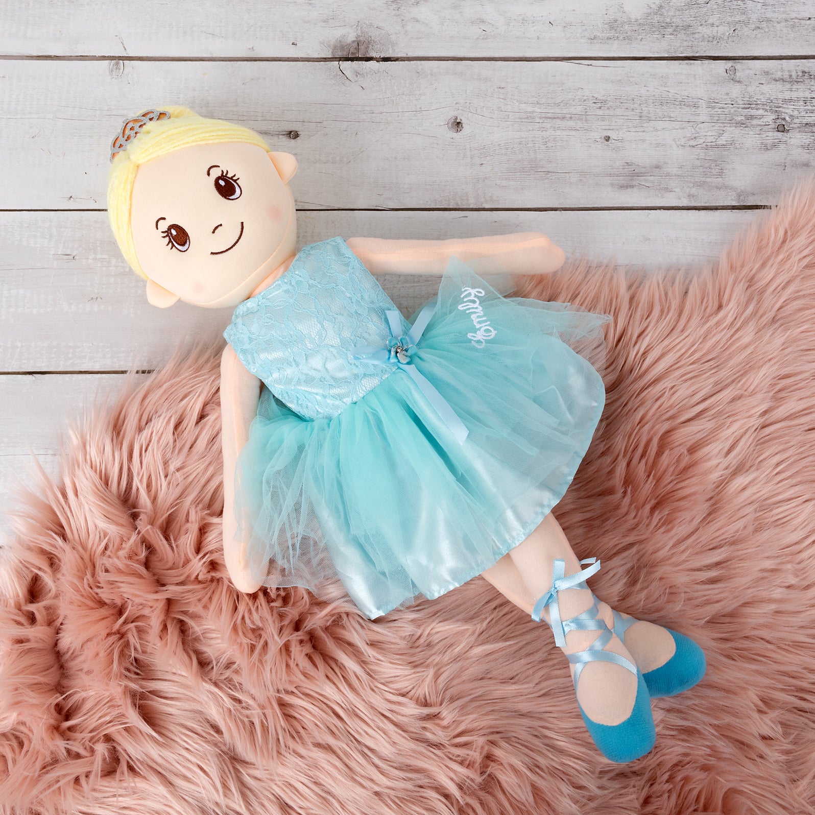 Embroidered Blue Plush Dancer Doll | Personalised Favours