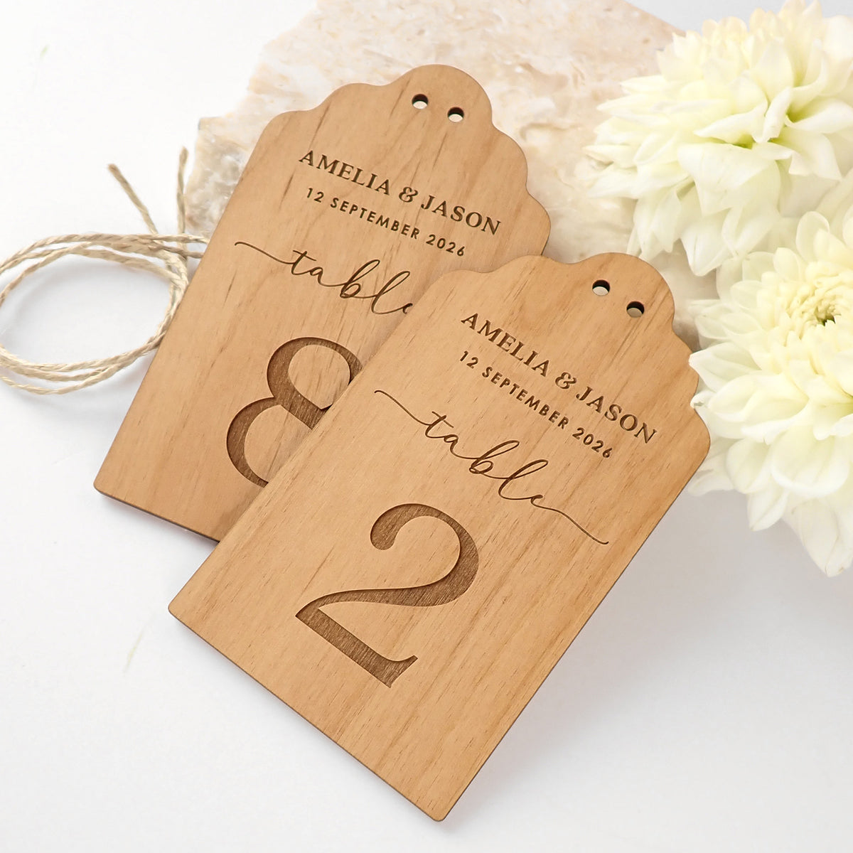 Wedding Wooden Table Number Wine Tags | Personalised Favours ...