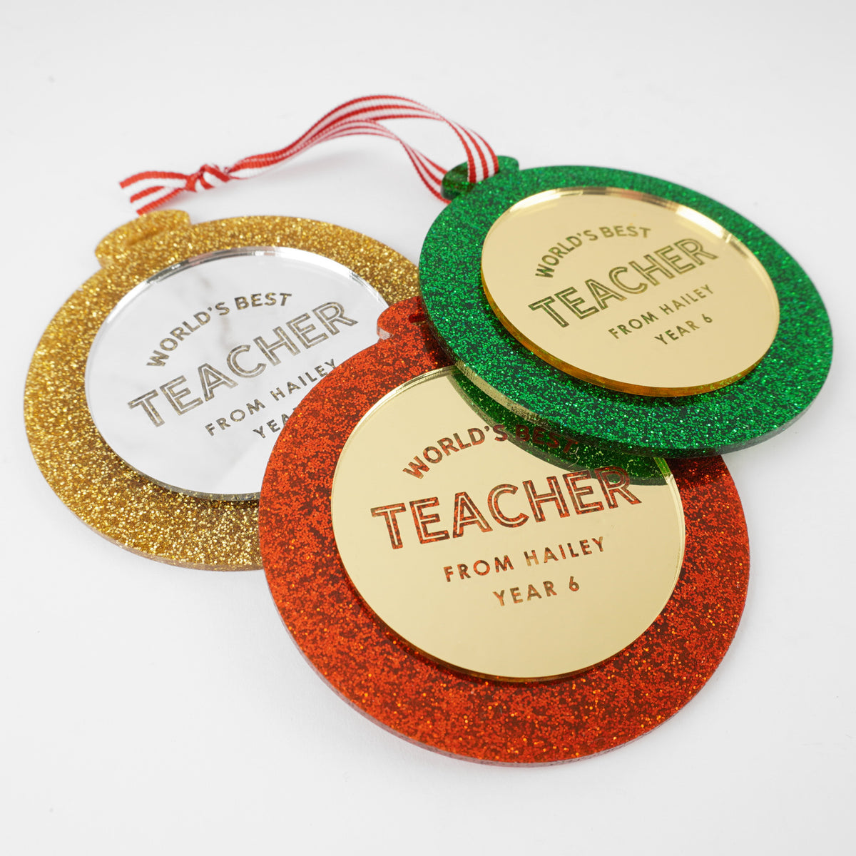Personalised Glitter Christmas Tree Decoration Teacher Gift ...