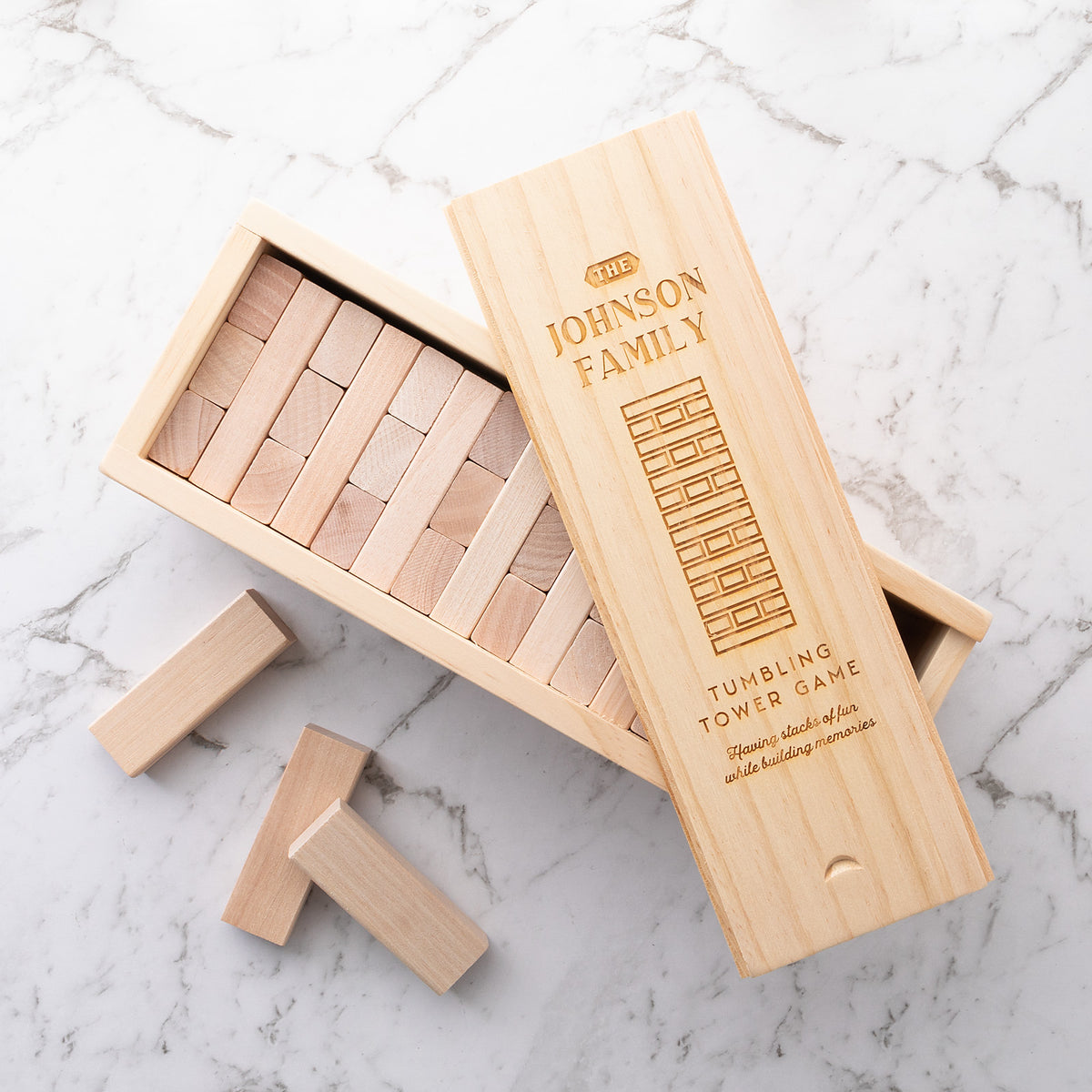 Personalised Wooden Tumbling Tower Game | Unique Family Gift ...