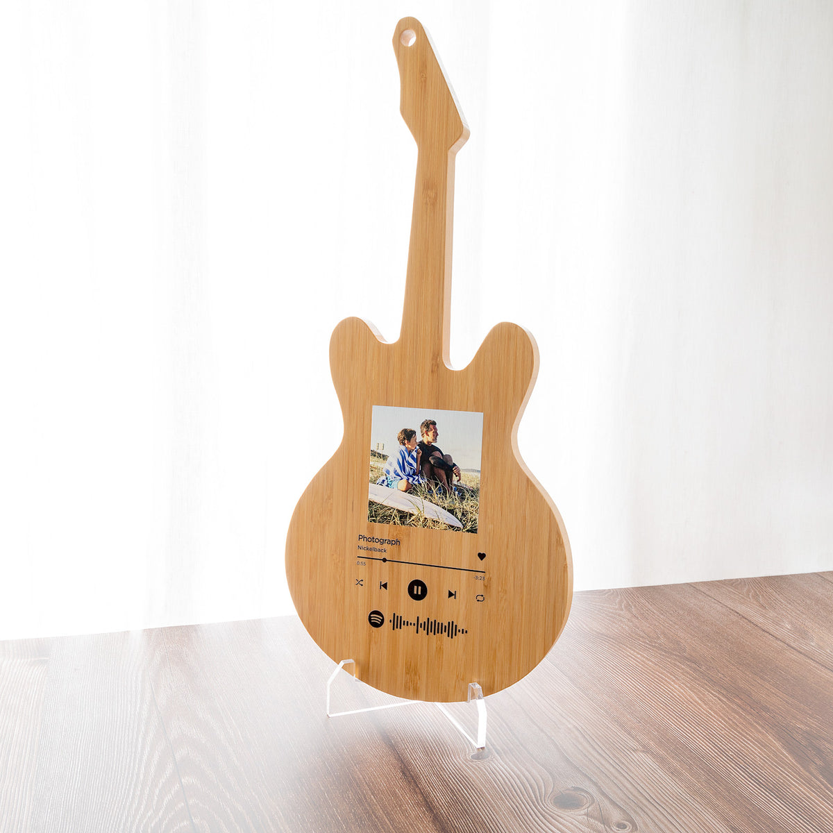 Spotify Bamboo Guitar Shaped Plaque with Song Code – Personalised Favours