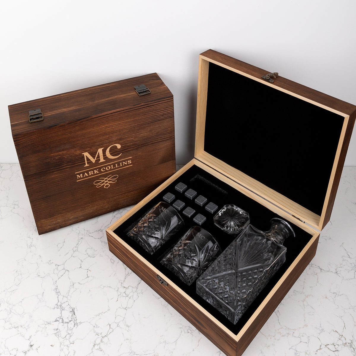 Engraved Wooden Boxed Decanter Set | Free Delivery – Personalised Favours