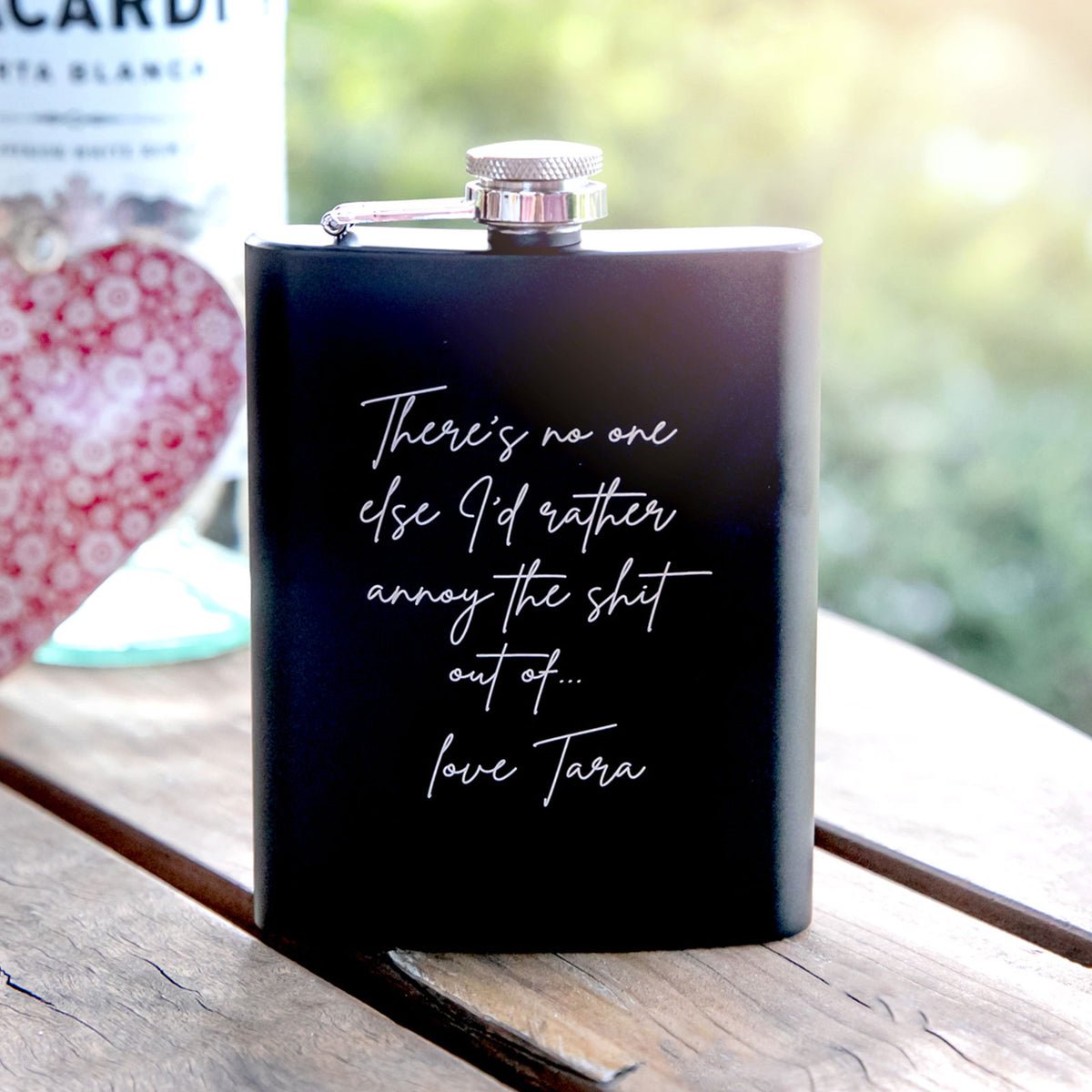 Engraved Valentine's Day Hip Flask Black| Personalised Favours ...