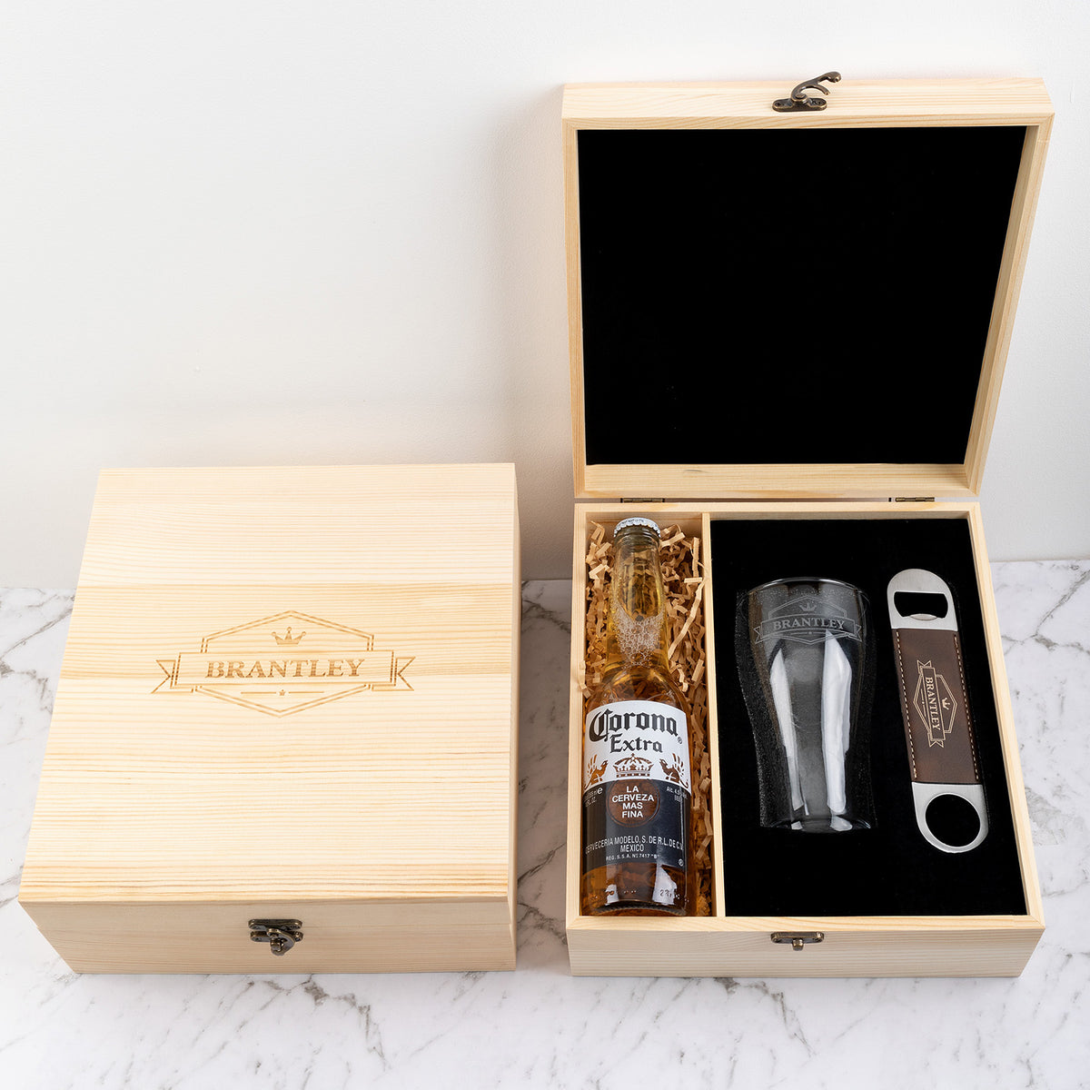 Wooden Gift Boxed Personalised Beer Glass Set | Free Delivery ...