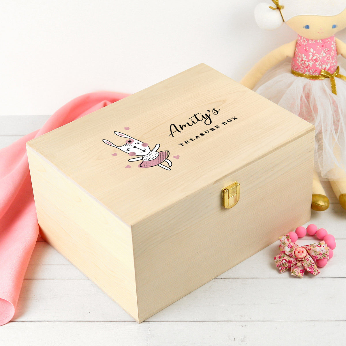 Girl Printed Wooden Treasure Keepsake Toy Box| Personalised Favours