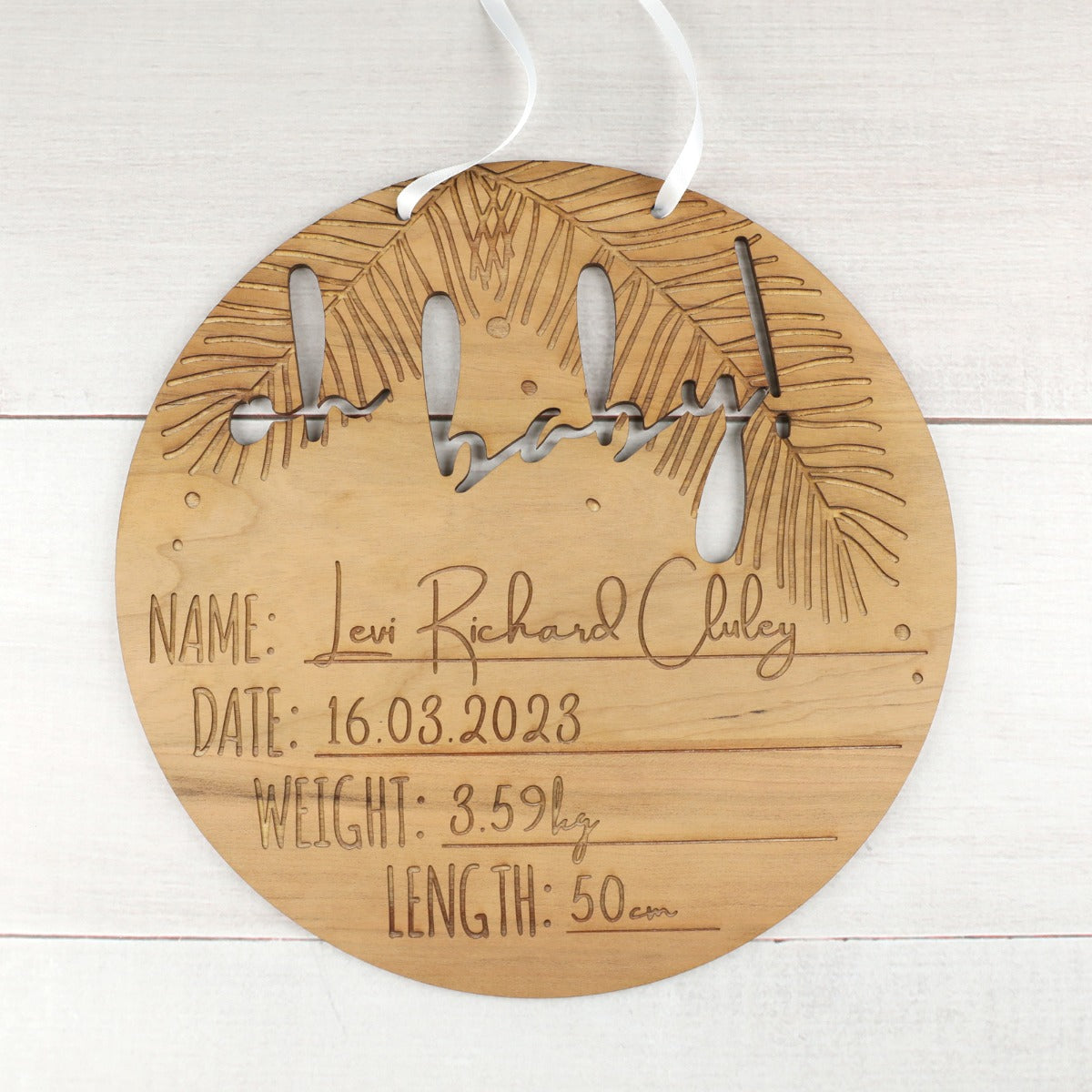 Oh Baby Engraved Laser Cut Wooden Sign| Personalised Favours