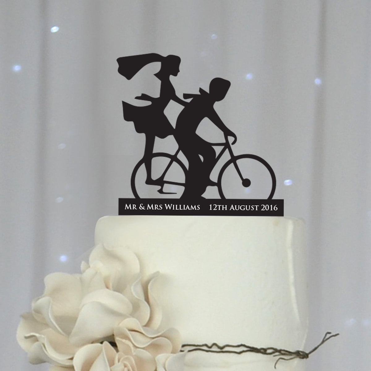 Bicycle Wedding Cake Topper Engrave Tandem Bicycle Wedding Cake Topper