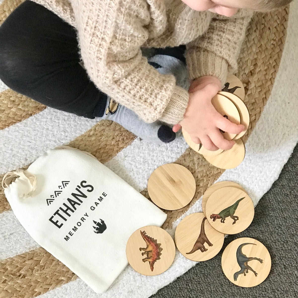 Wooden Dinosaur Memory Game Gift Bag | Personalised Favours