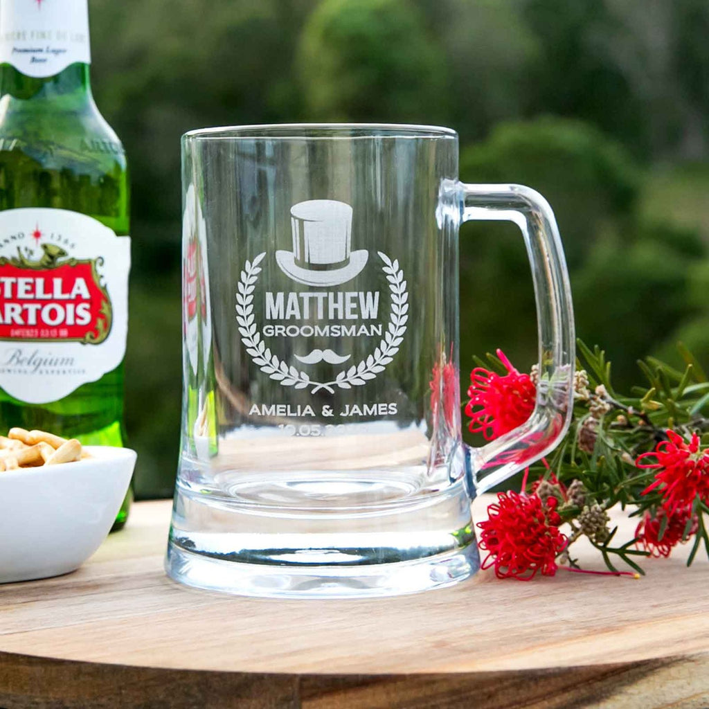 Personalised Beer Mugs & Glasses for Wedding Cheers | Personalised Favours