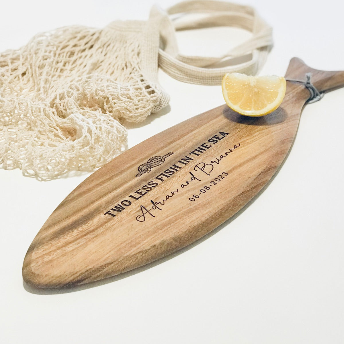 Engraved Wedding Fish Shaped Serving Board | Personalised Favours
