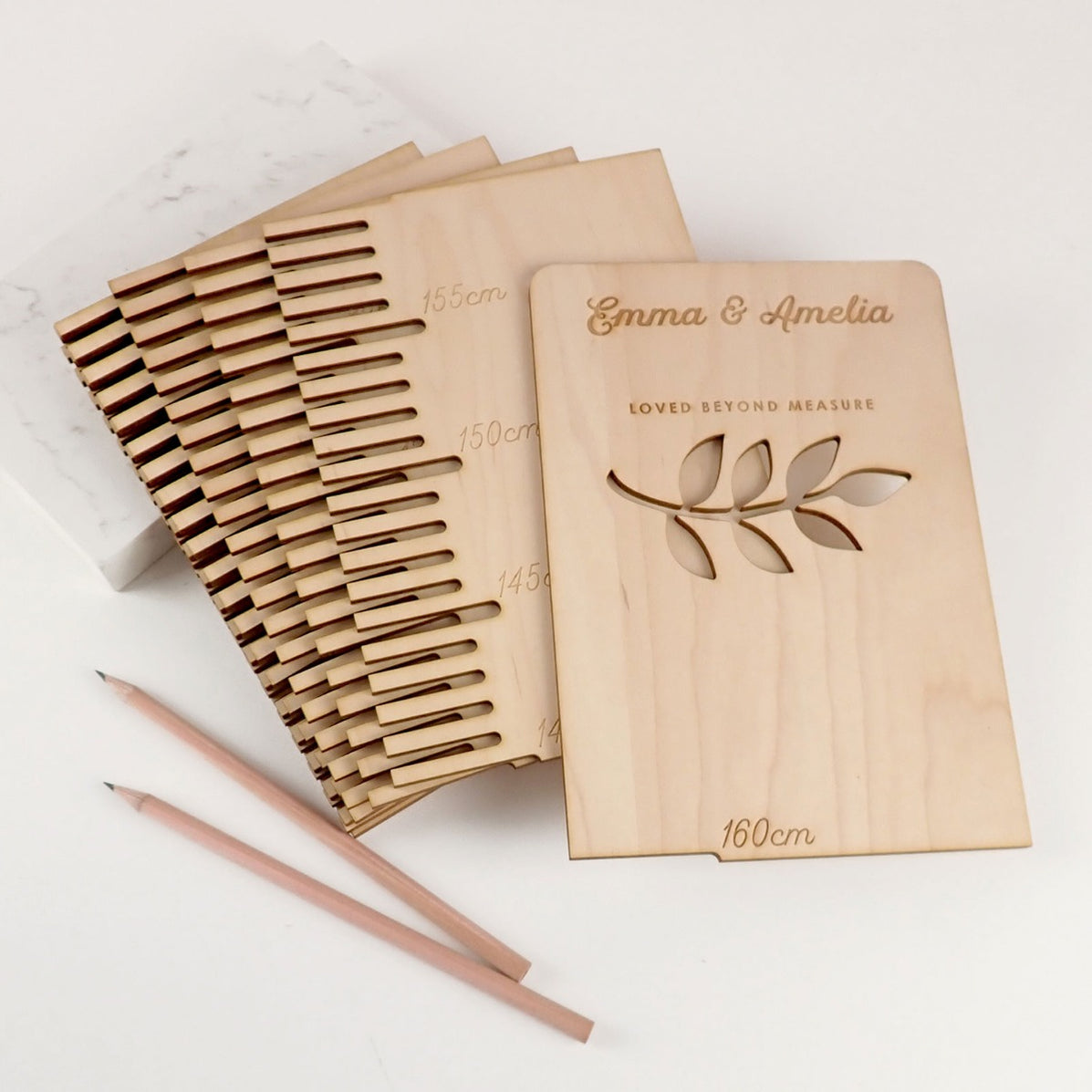 Engraved Wooden Beyond Measure Height Chart with Pencils | Personalised ...