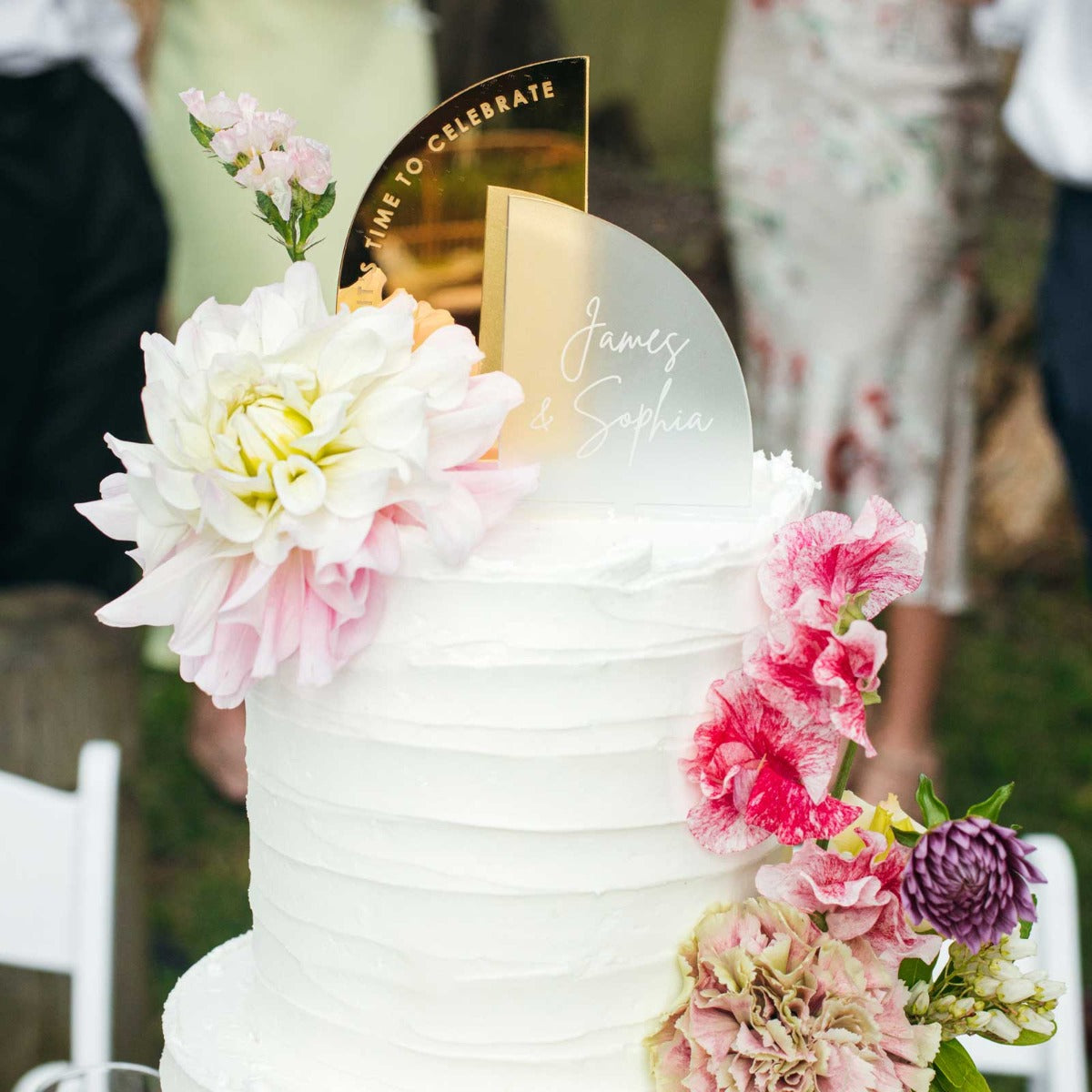 Wedding Engraved Gold Frosted Semi Arch Acrylic Cake Topper ...