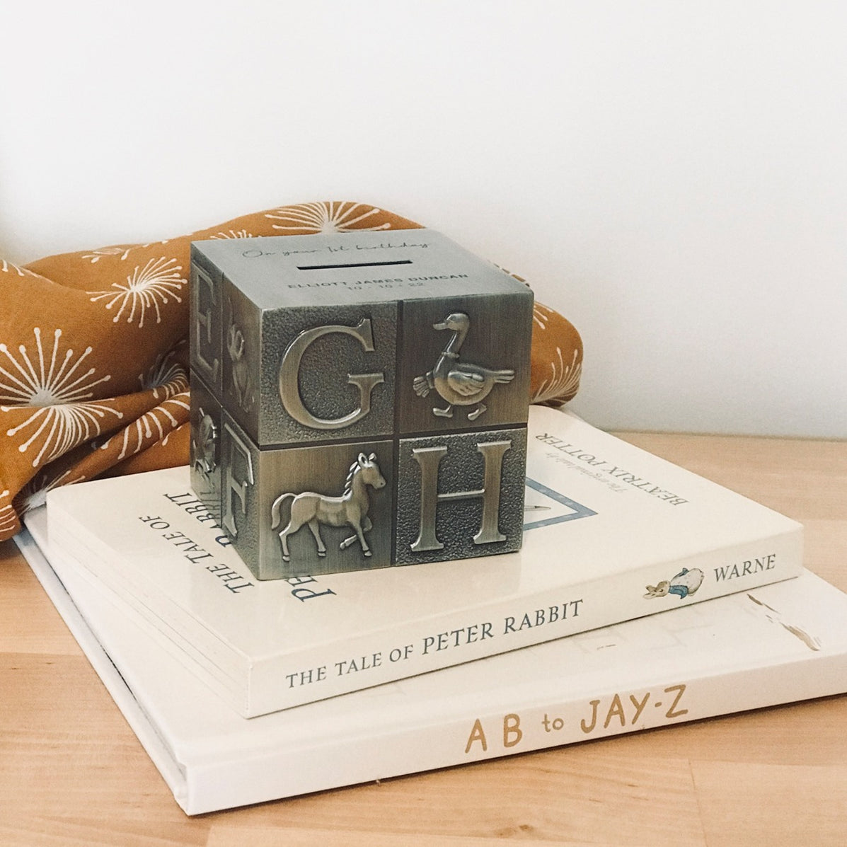 Engraved Alphabet Cube Money Box | Personalised Favours