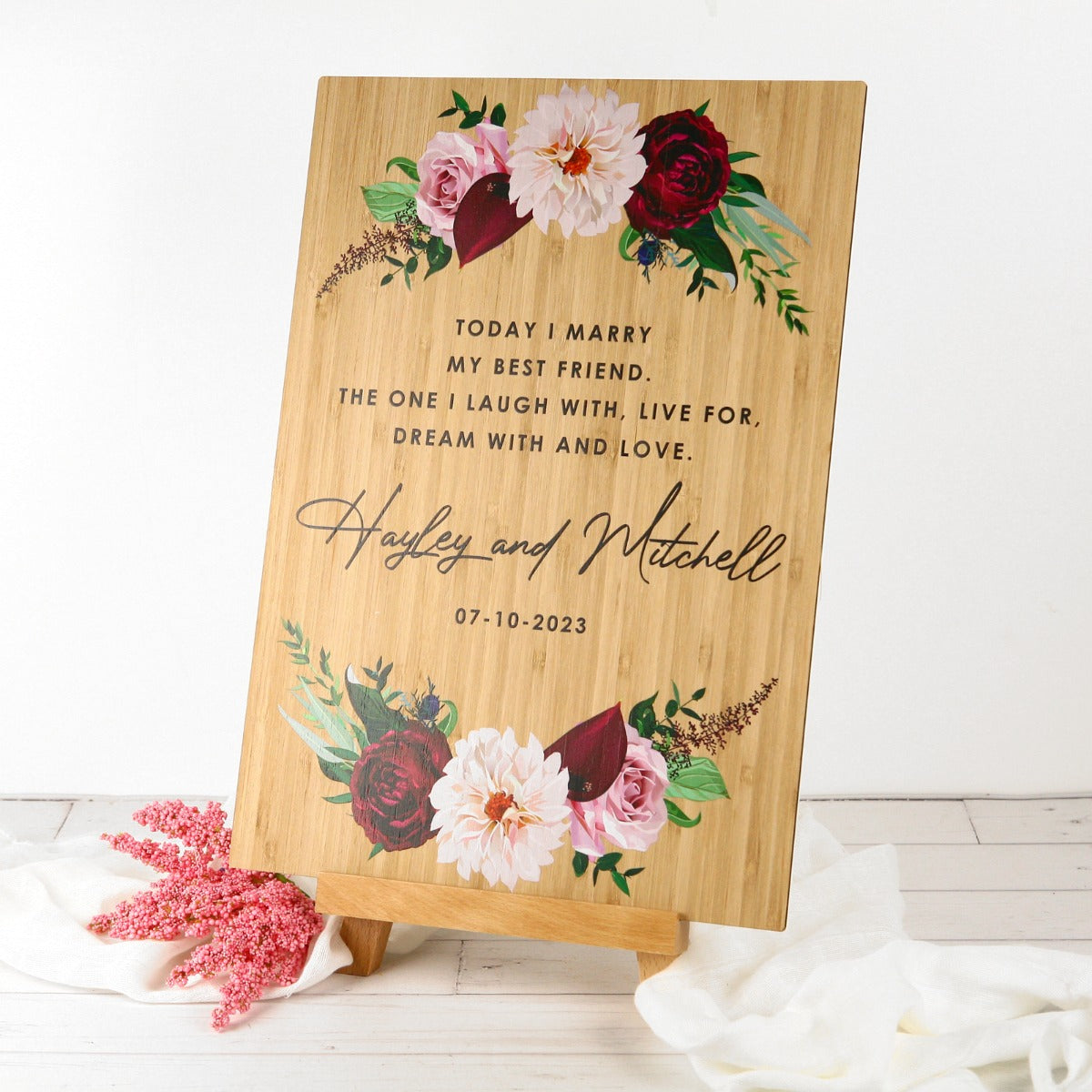 A3 Printed Bamboo Wedding Welcome Sign | Personalised Favours ...