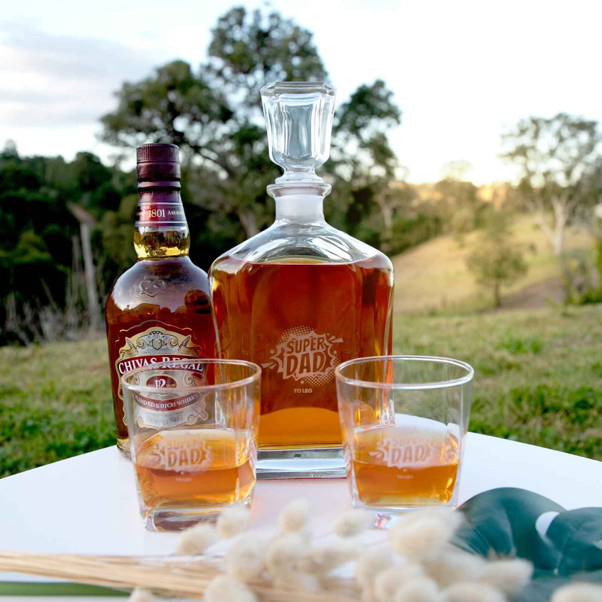 Father's Day Engraved Super Dad Decanter Set | Personalised Favours