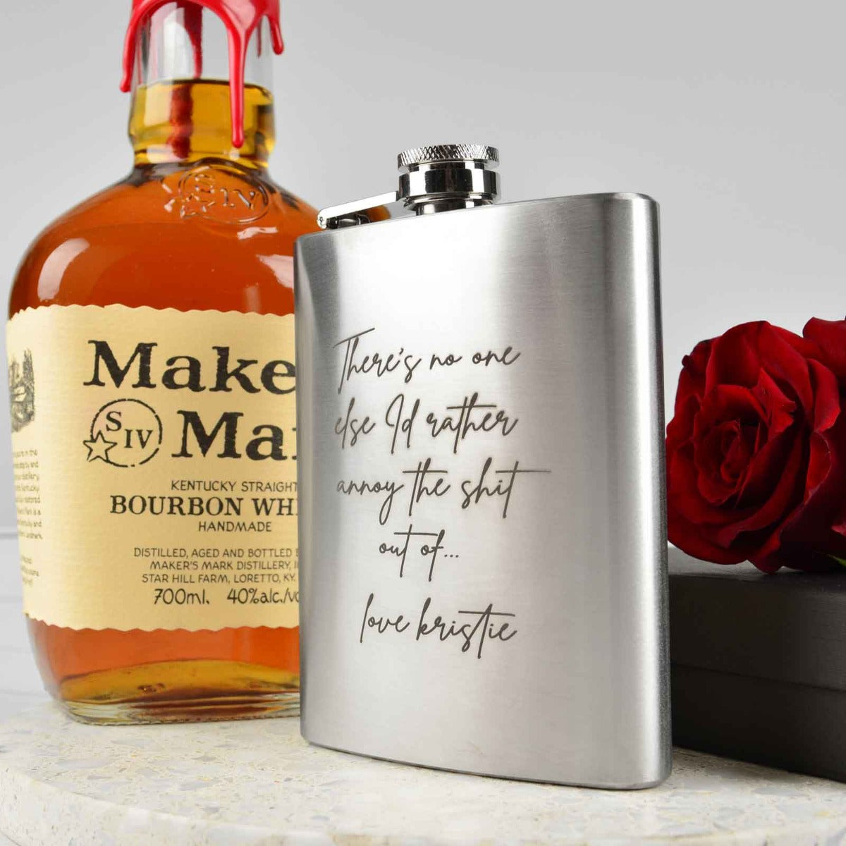 Engraved Valentine's Day Hip Flask Silver | Personalised Favours ...