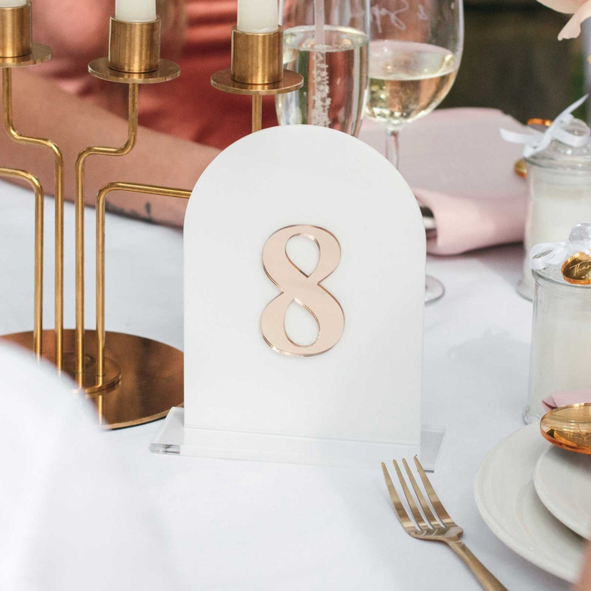 Laser Cut White Acrylic Table Number with Mirror Gold Number ...