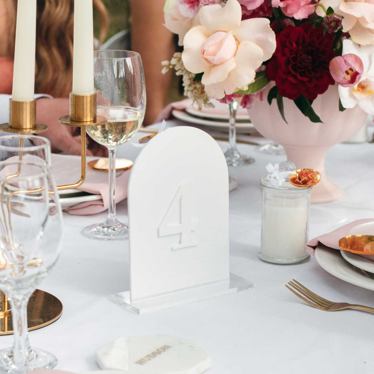 Laser Cut White Acrylic Table Number with White Number | Personalised ...