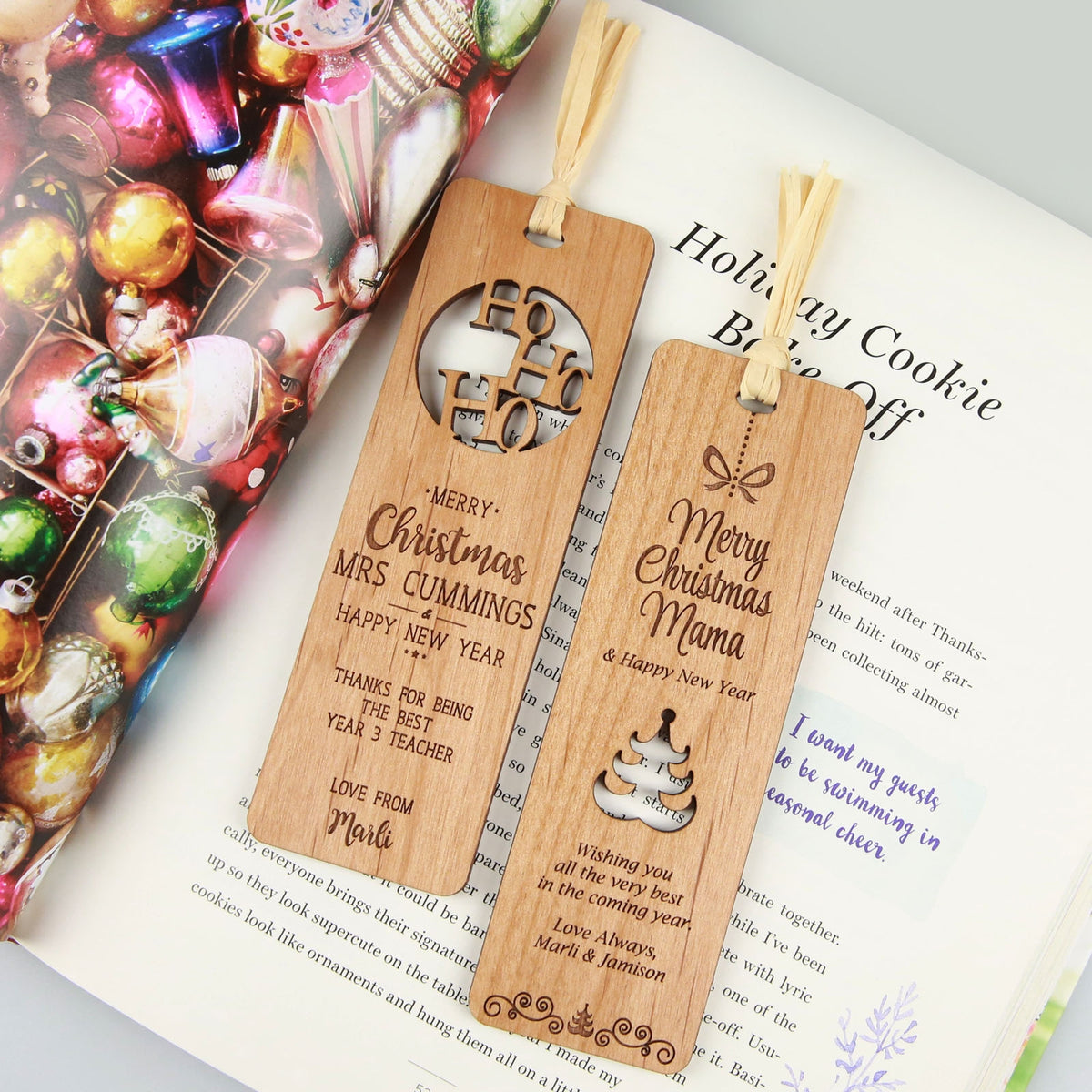 Engraved Wooden Christmas Bookmark | Personalised Favours ...